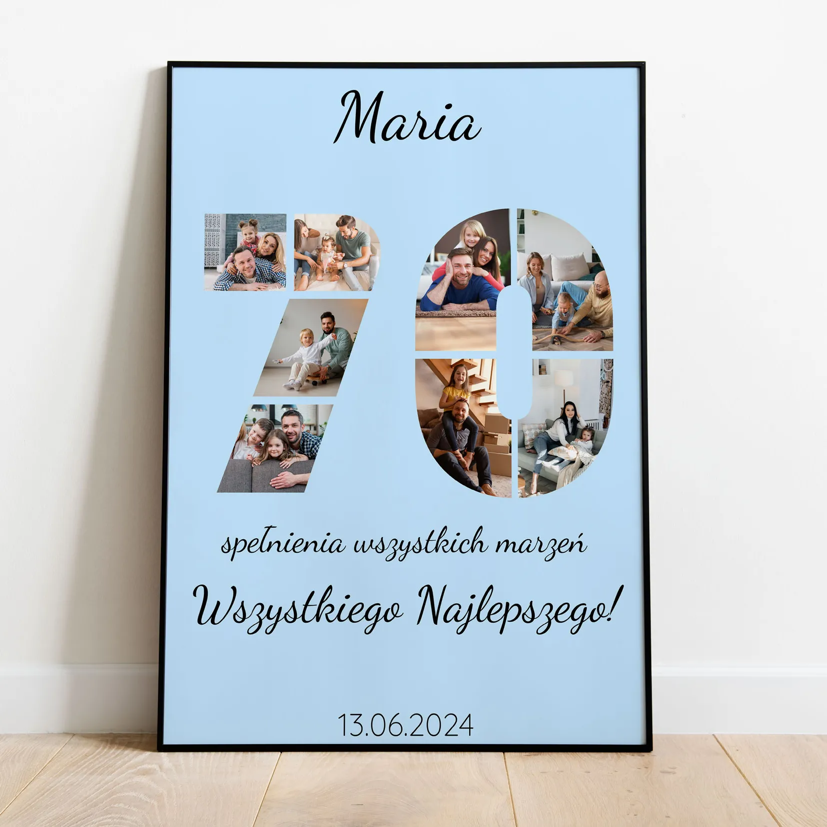 Prezent dla mamy na 70 urodziny kolaż zdjęć plakat personalizowany ...