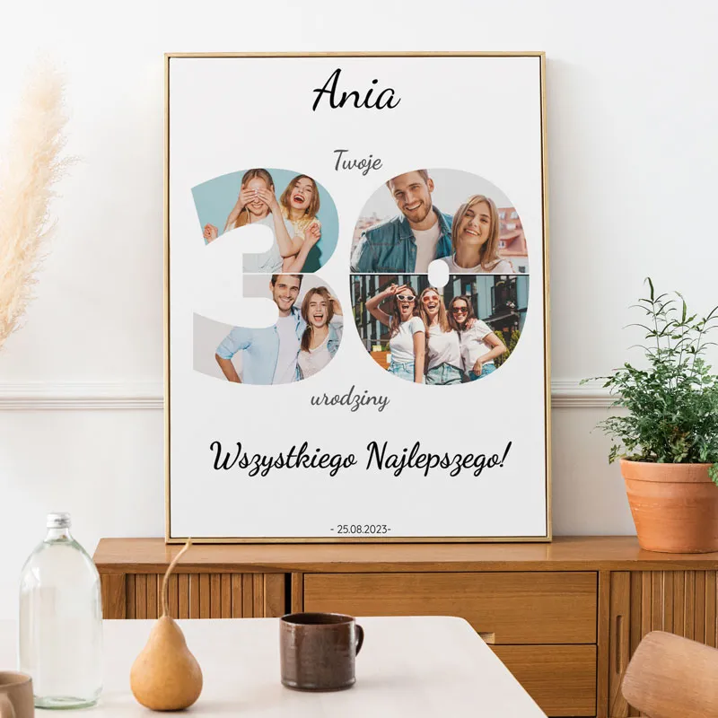 Duża kartka na 30 urodziny personalizowany plakat - bobraz.pl