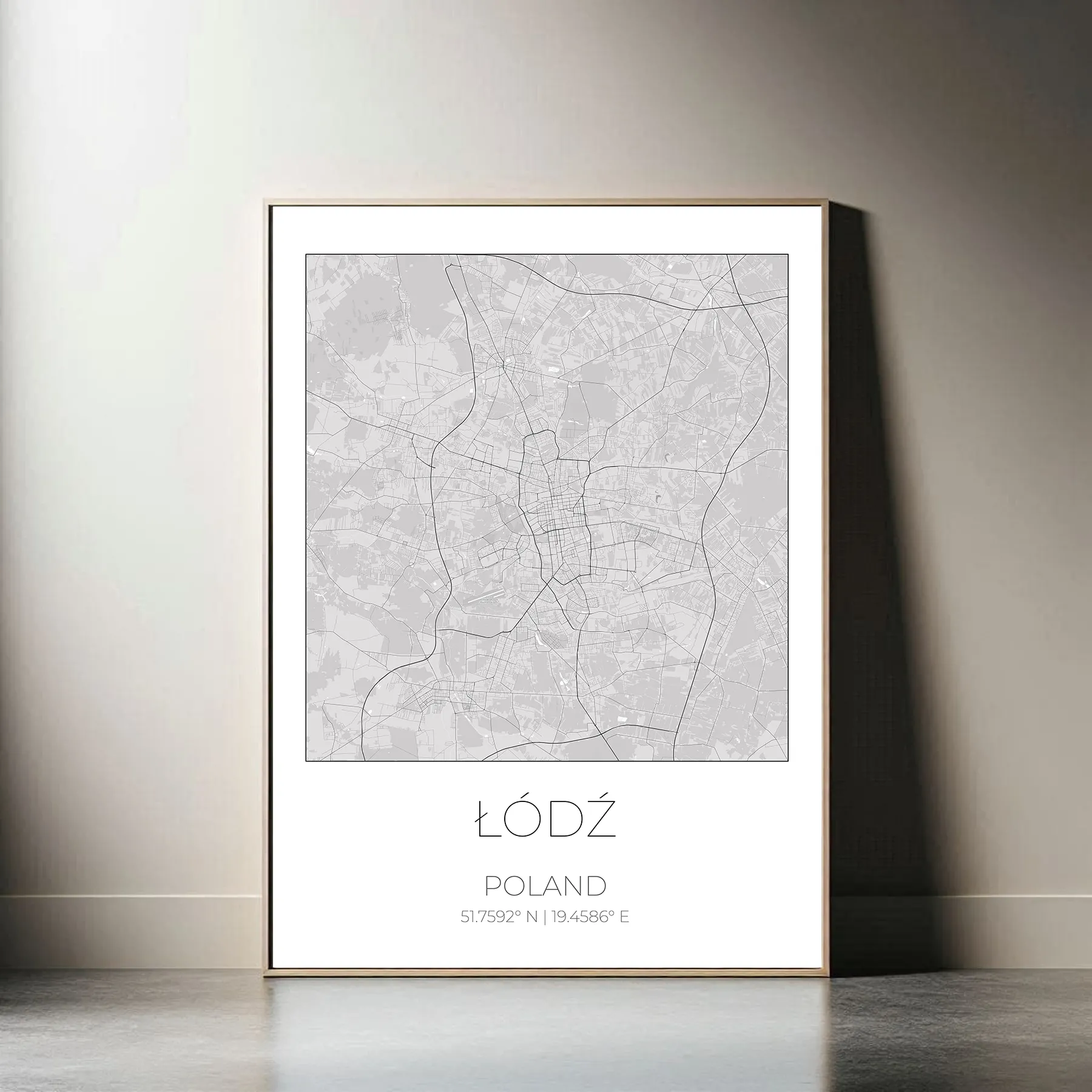 Minimalistyczna Mapa - Mapa Łodzi | BOBRAZ.pl